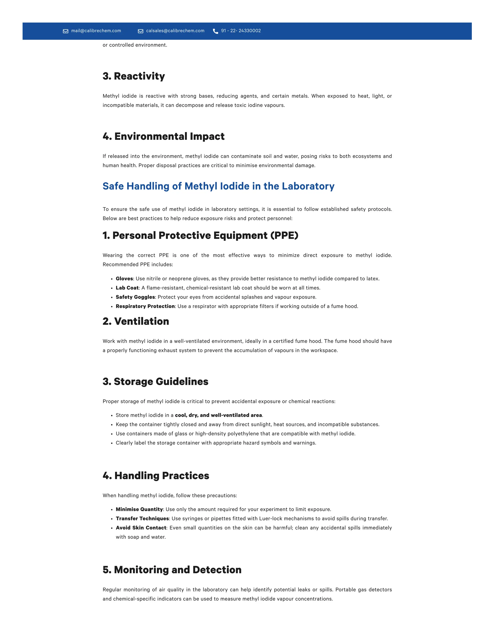 Managing Methyl Iodide Spills and Accidents | PDF