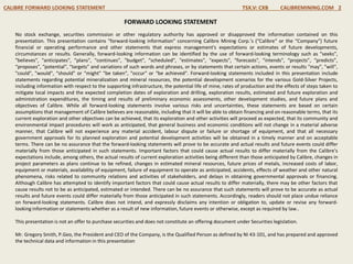 Calibre Mining Corporate Presentation | PPT