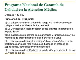 Calidad en instituciones de salud | PPT