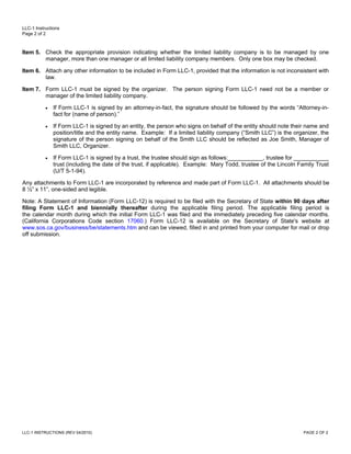 California Articles of Organization | PDF