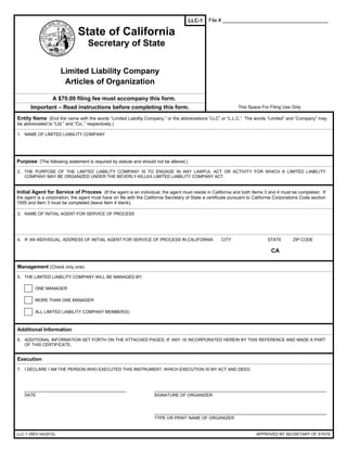 California Articles of Organization | PDF