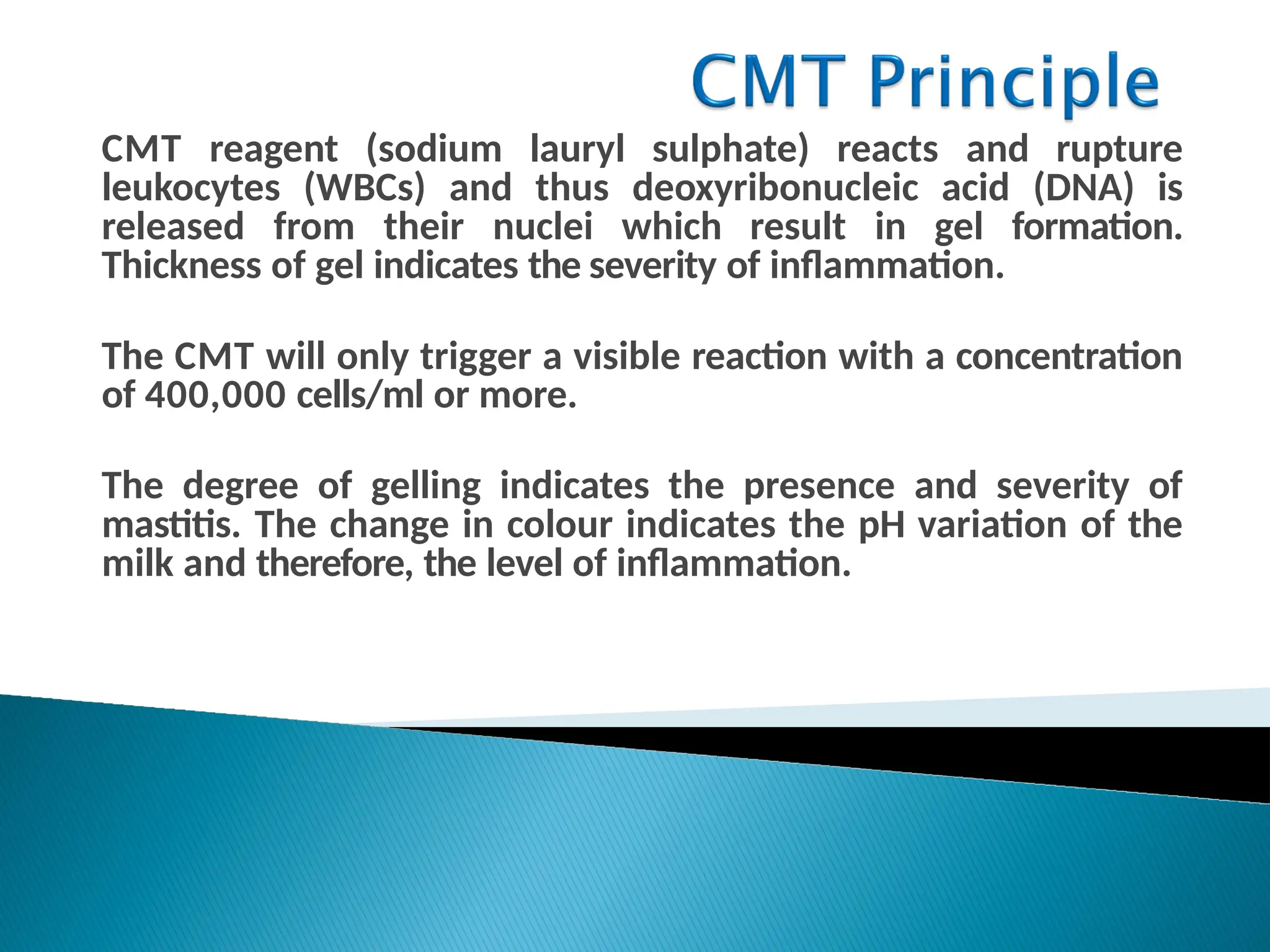 milk tests and cmt test to diagnose mastitis | PPTX