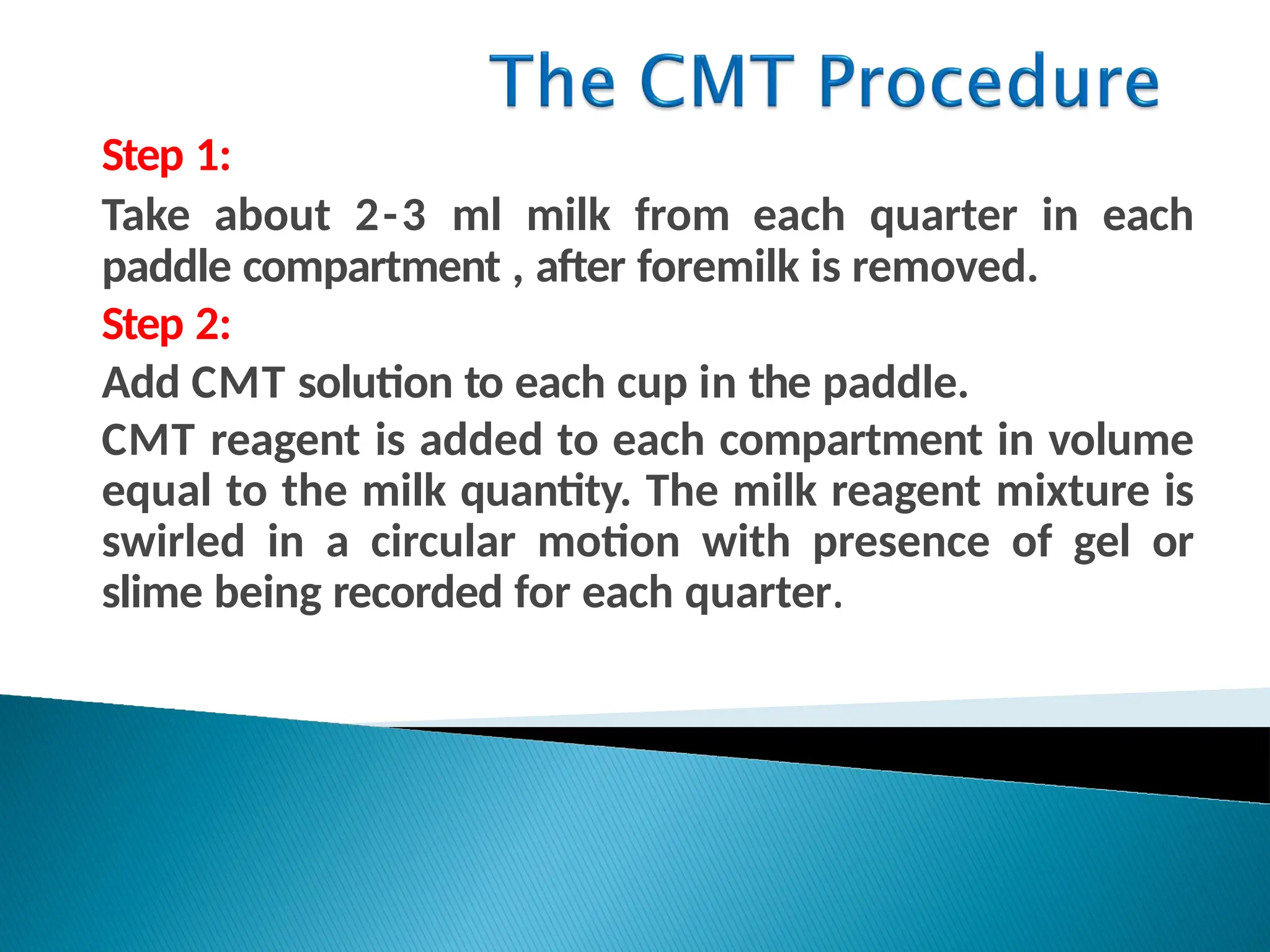 milk tests and cmt test to diagnose mastitis | PPTX