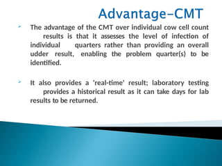 milk tests and cmt test to diagnose mastitis | PPTX