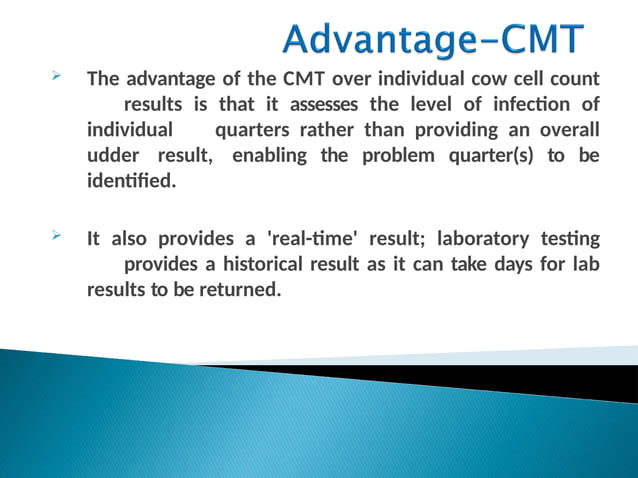 milk tests and cmt test to diagnose mastitis | PPTX