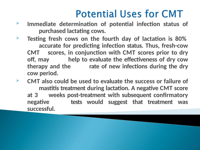 milk tests and cmt test to diagnose mastitis | PPTX