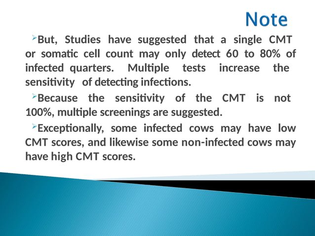 milk tests and cmt test to diagnose mastitis | PPTX