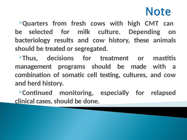 milk tests and cmt test to diagnose mastitis | PPTX