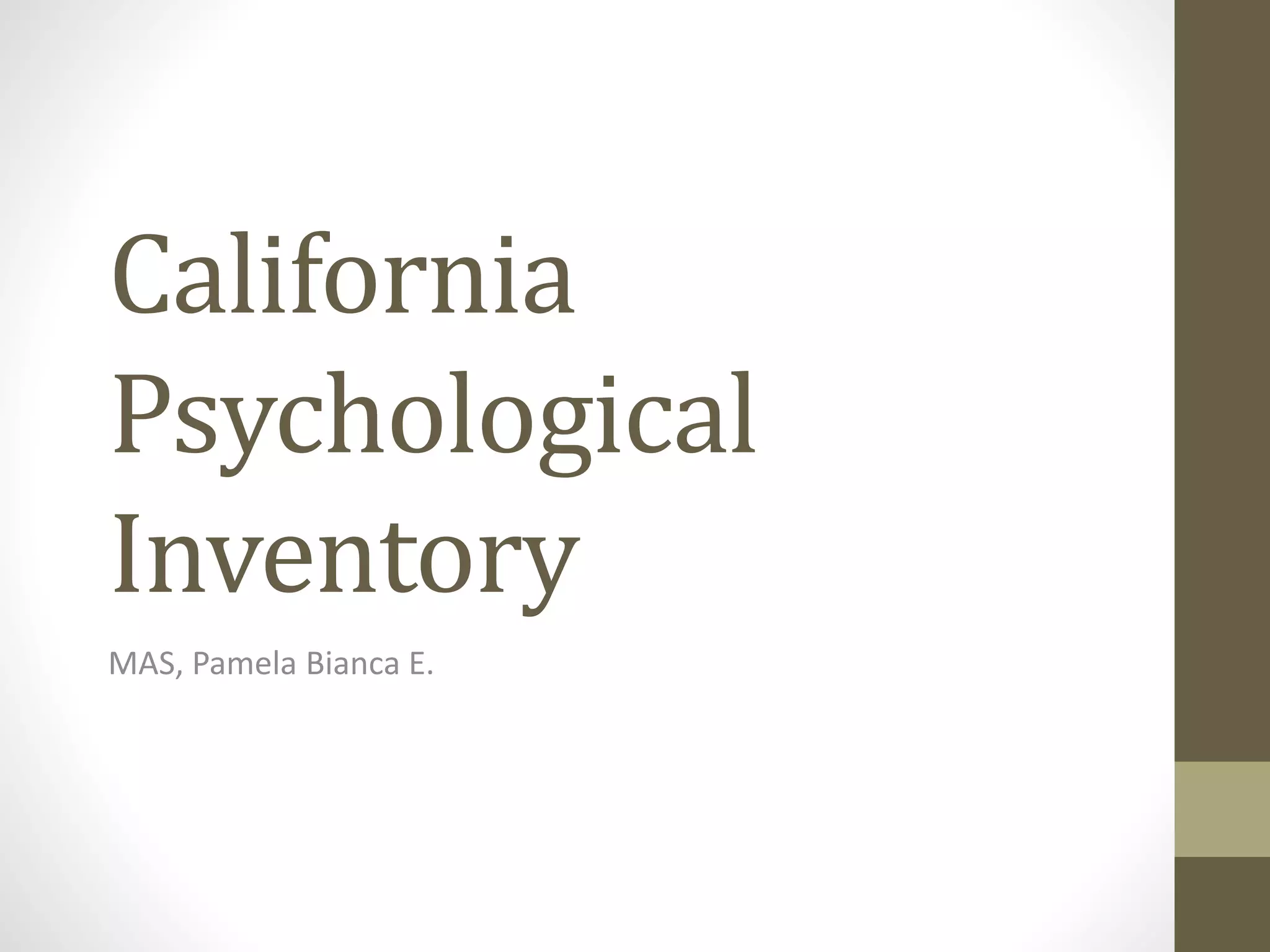 California Psychological Inventory | PPTX
