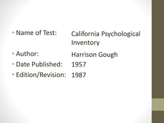 California Psychological Inventory | PPTX