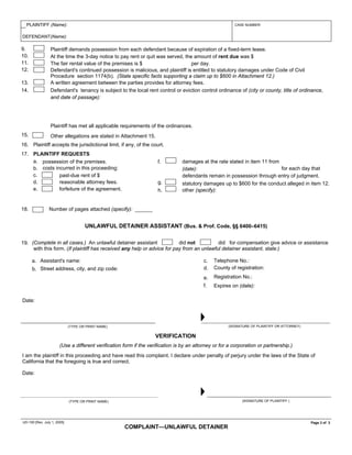 California unlawful detainer_(complaint) | PDF