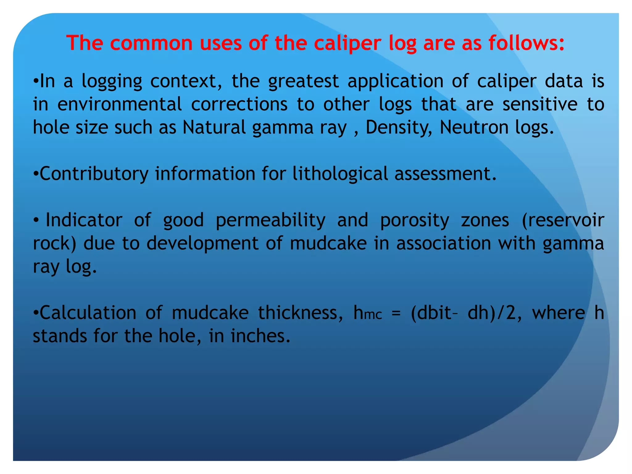 Geophysical wireline log: Caliper log | PPTX