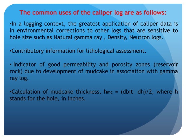 Geophysical wireline log: Caliper log | PPTX | Geology | Science
