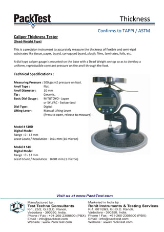 Caliper thickness gauge (digital) s10 d-s1d | PDF