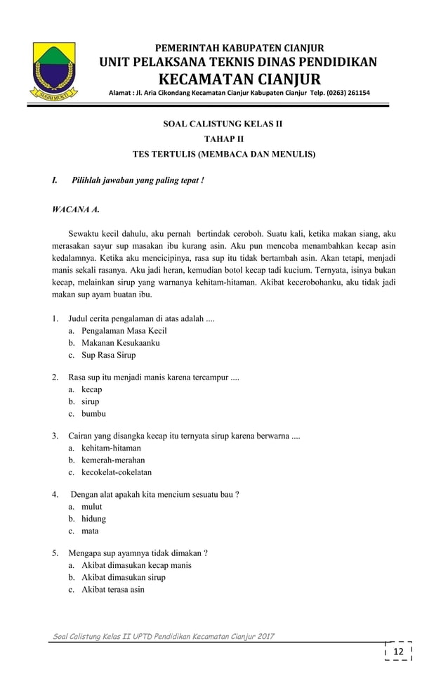 Calistung kelas 2 tahap 1 4 | DOC