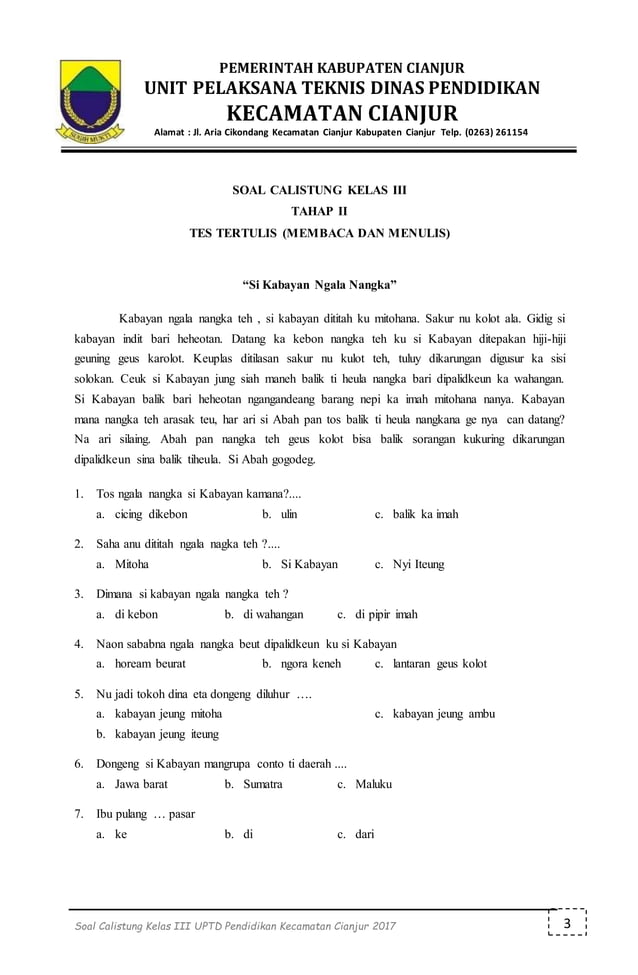 Calistung kelas 3 tahap 1 4 | DOCX