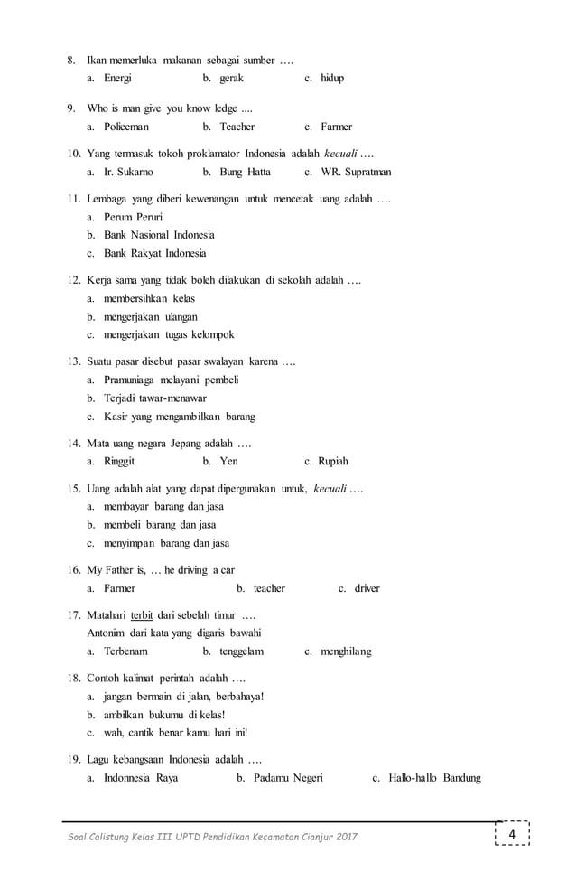 Calistung kelas 3 tahap 1 4 | DOCX