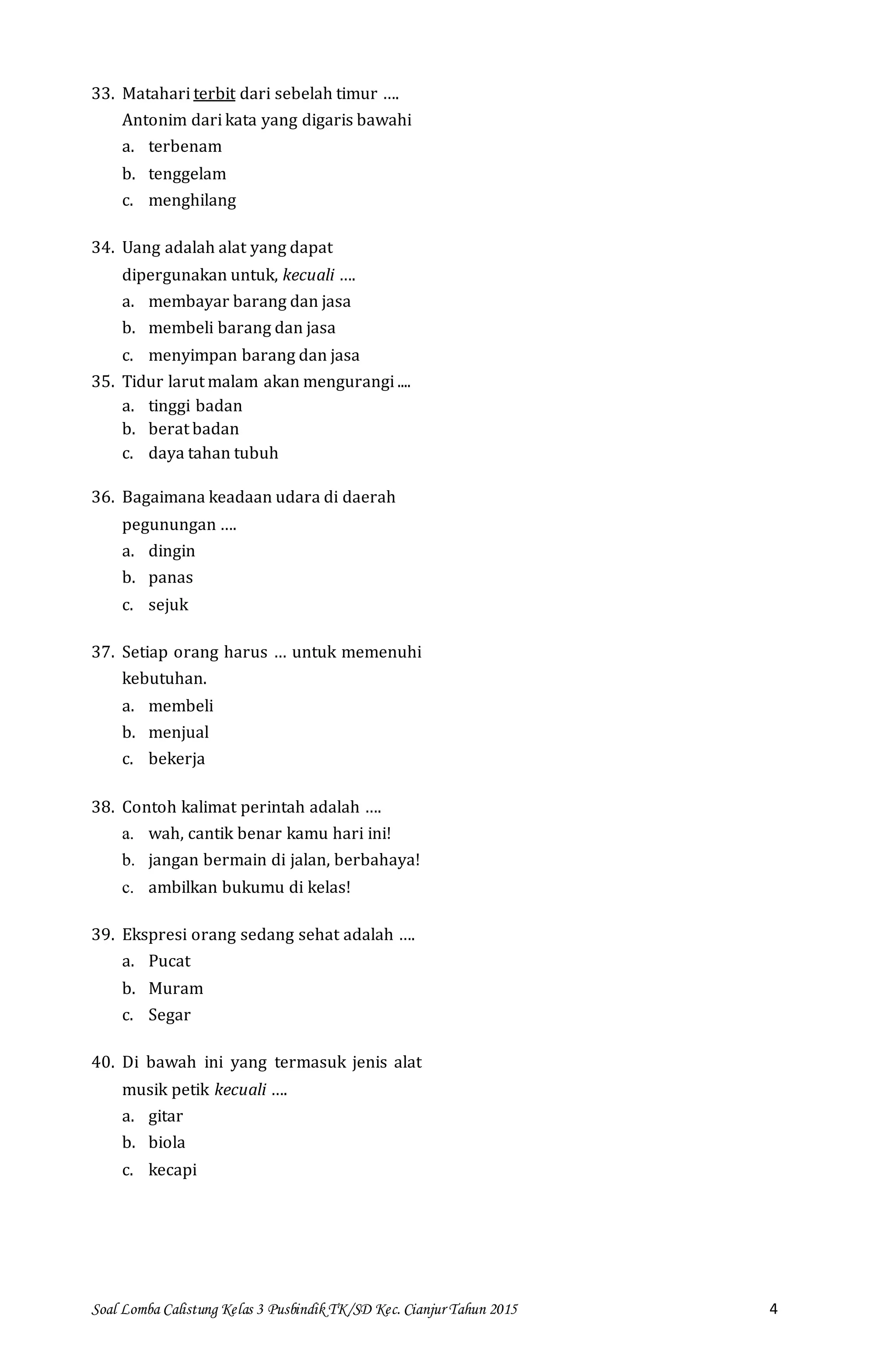 Calistung kelas 3 tahap 2 | DOCX