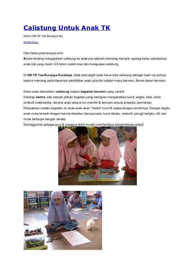 calistung untuk anak tk Pelajaran anak tk nol kecil - victorykids