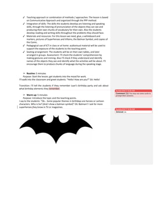 Primary Level - Class Plan 2 | PDF