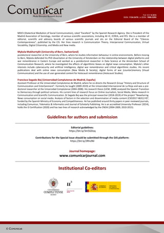 Call for paper 71. Revista Comunicar | PDF