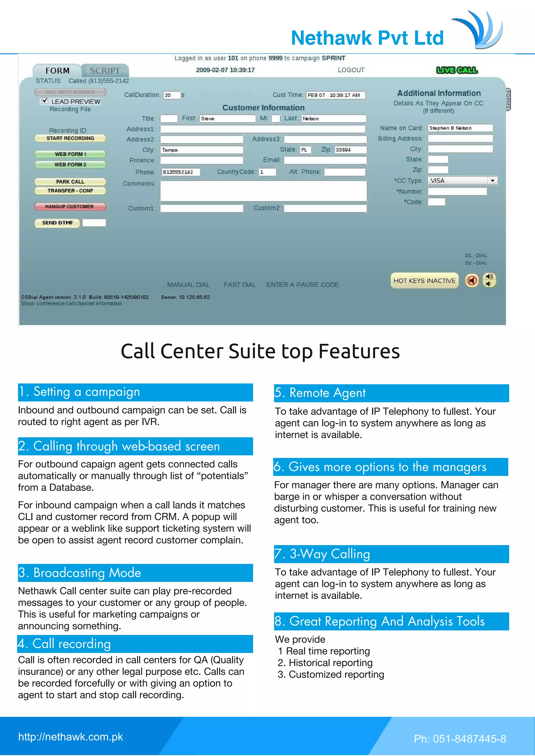 Nethawk brochure call center solution provider in pakistan | PDF
