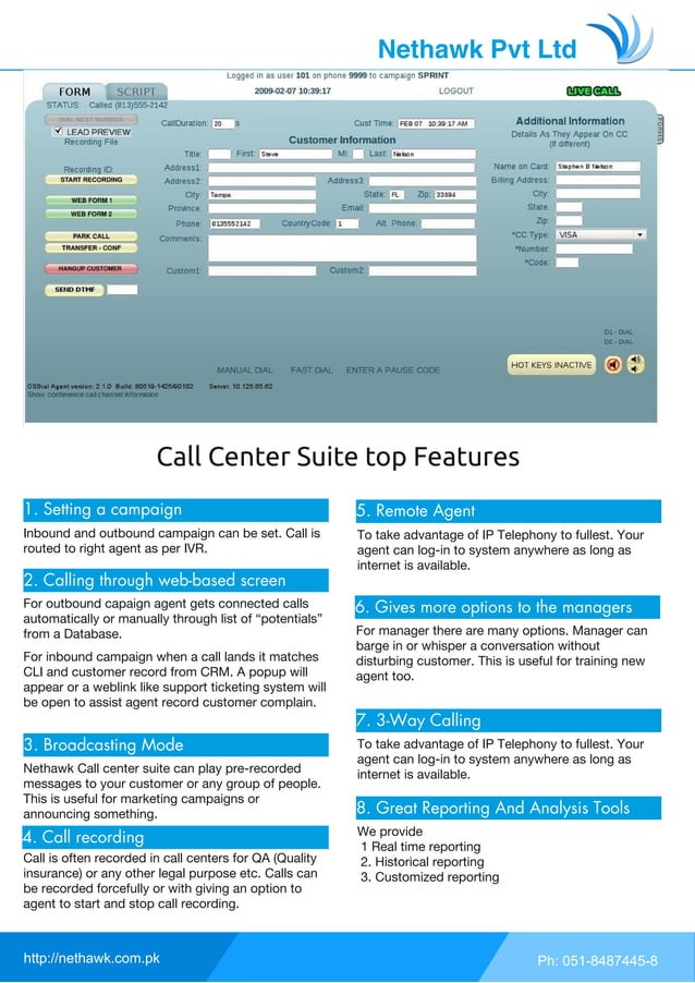 Nethawk brochure call center solution provider in pakistan | PDF | Web Conferencing | Computer ...