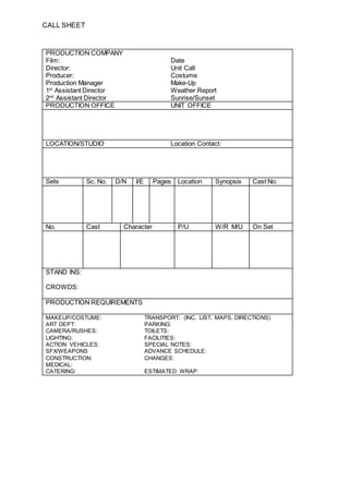 Call sheet-2 | DOCX