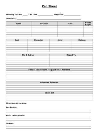 Call Sheet Day 1 | DOC