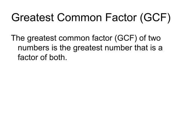 Greatest Common Factor | PPT