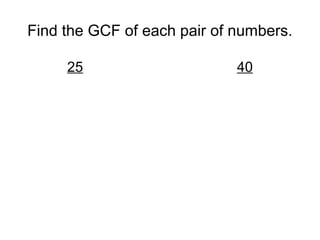 Greatest Common Factor | PPT