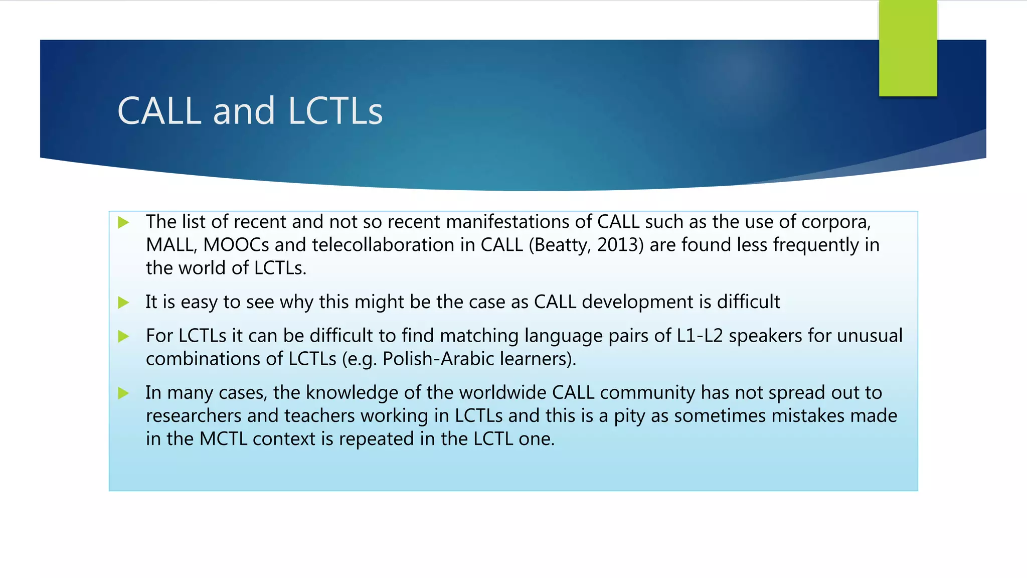 Call and less commonly taught languages | PPT