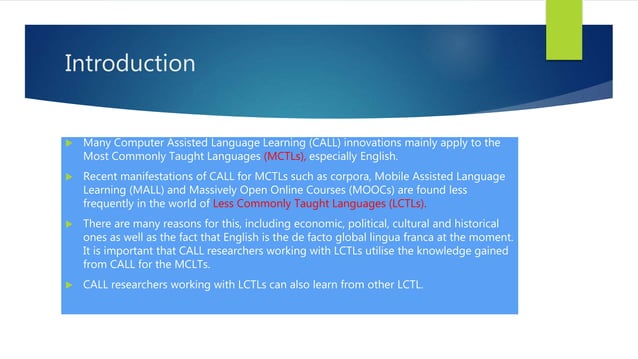 Call and less commonly taught languages | PPT
