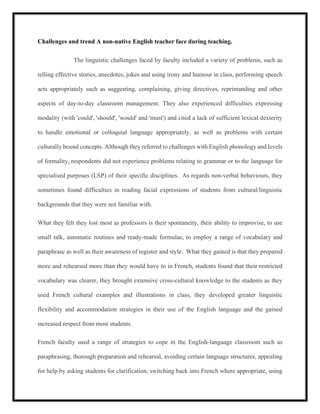 Challenges for non native English speaker during teaching | PDF ...