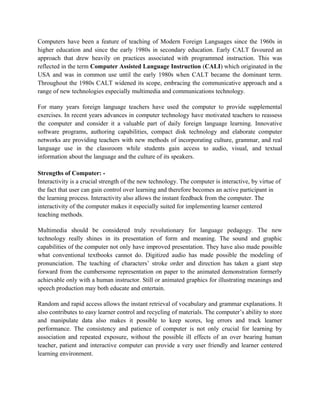 Computer Assisted Language Learning and Teaching | DOC | Education