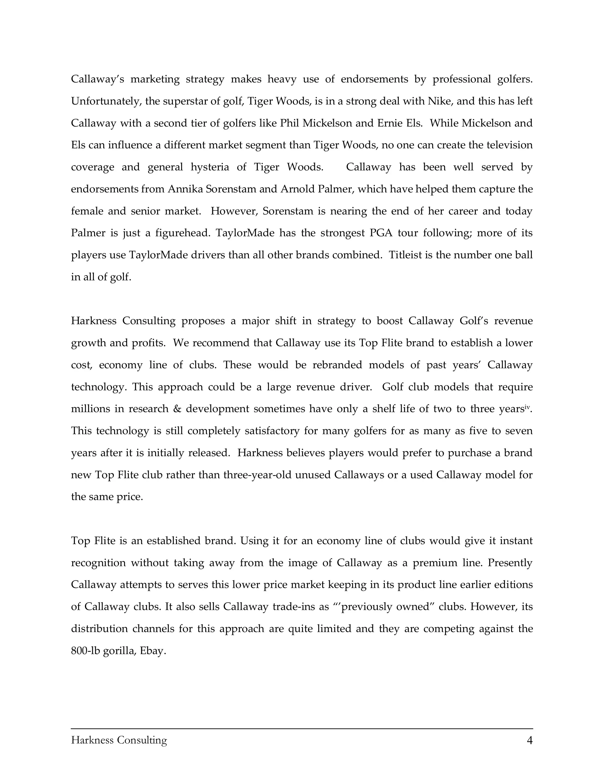 The Strategic Report for The Callaway Golf | PDF