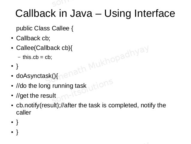 Different ways of Callback Mechanism and EventListener Pattern