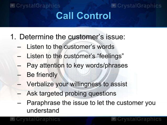 Call center call control