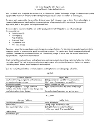 Call center design for 100+ agent seats | DOCX