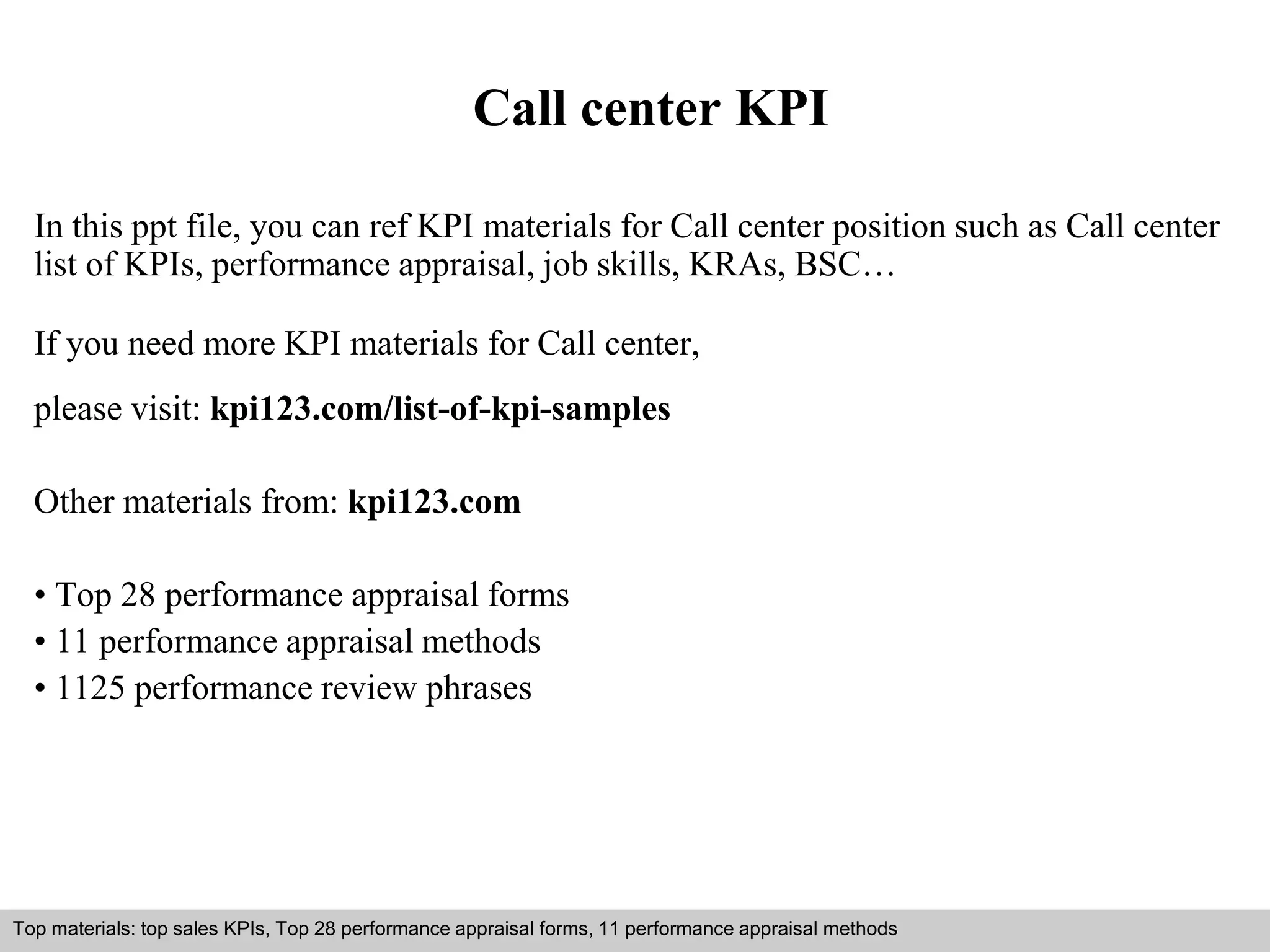 Call center kpi | PPT