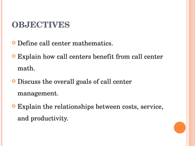 Call Center Mathematics | PPT | Business | Business and Finance