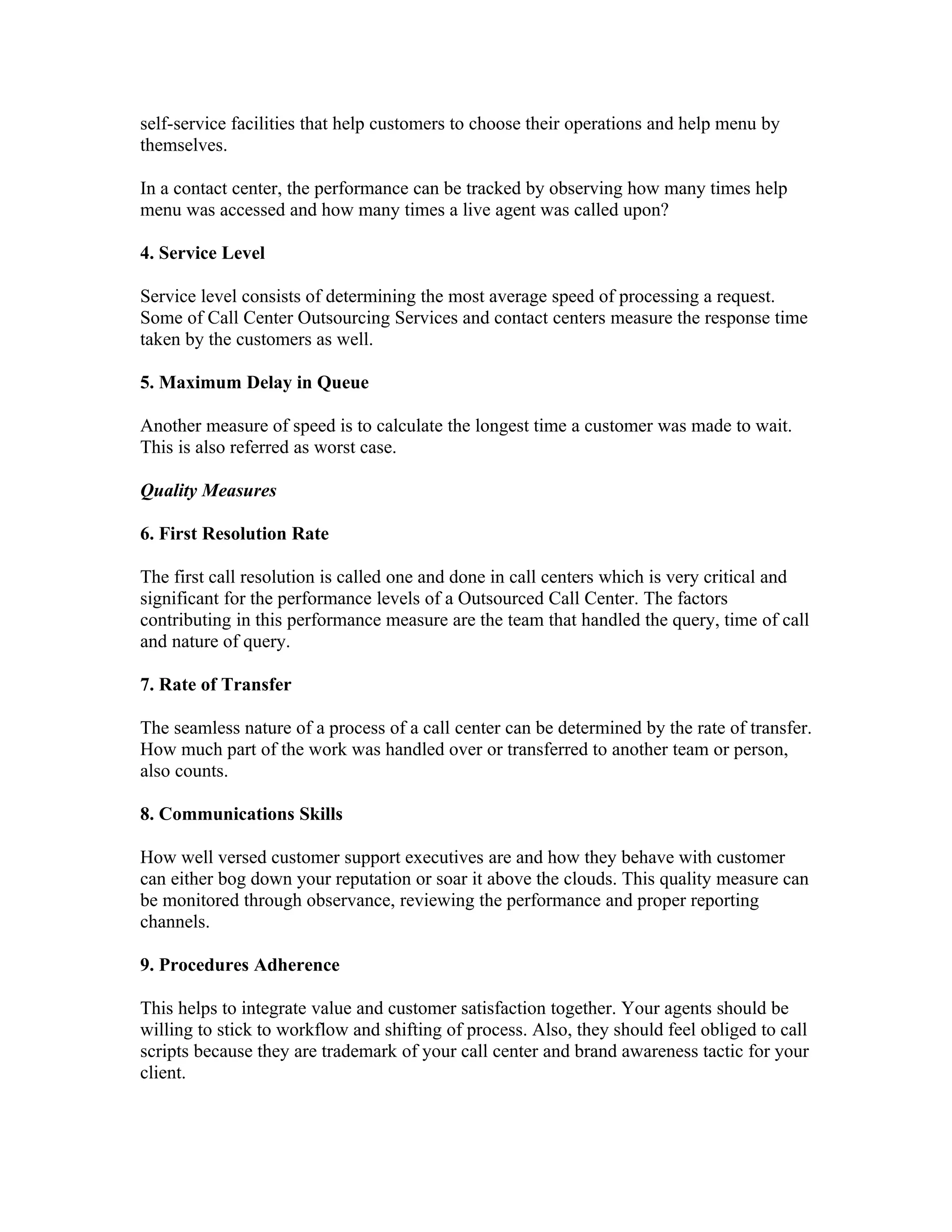 Call center performance management | DOC