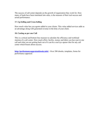 Call center performance management | DOC | Telecommunications Industry ...