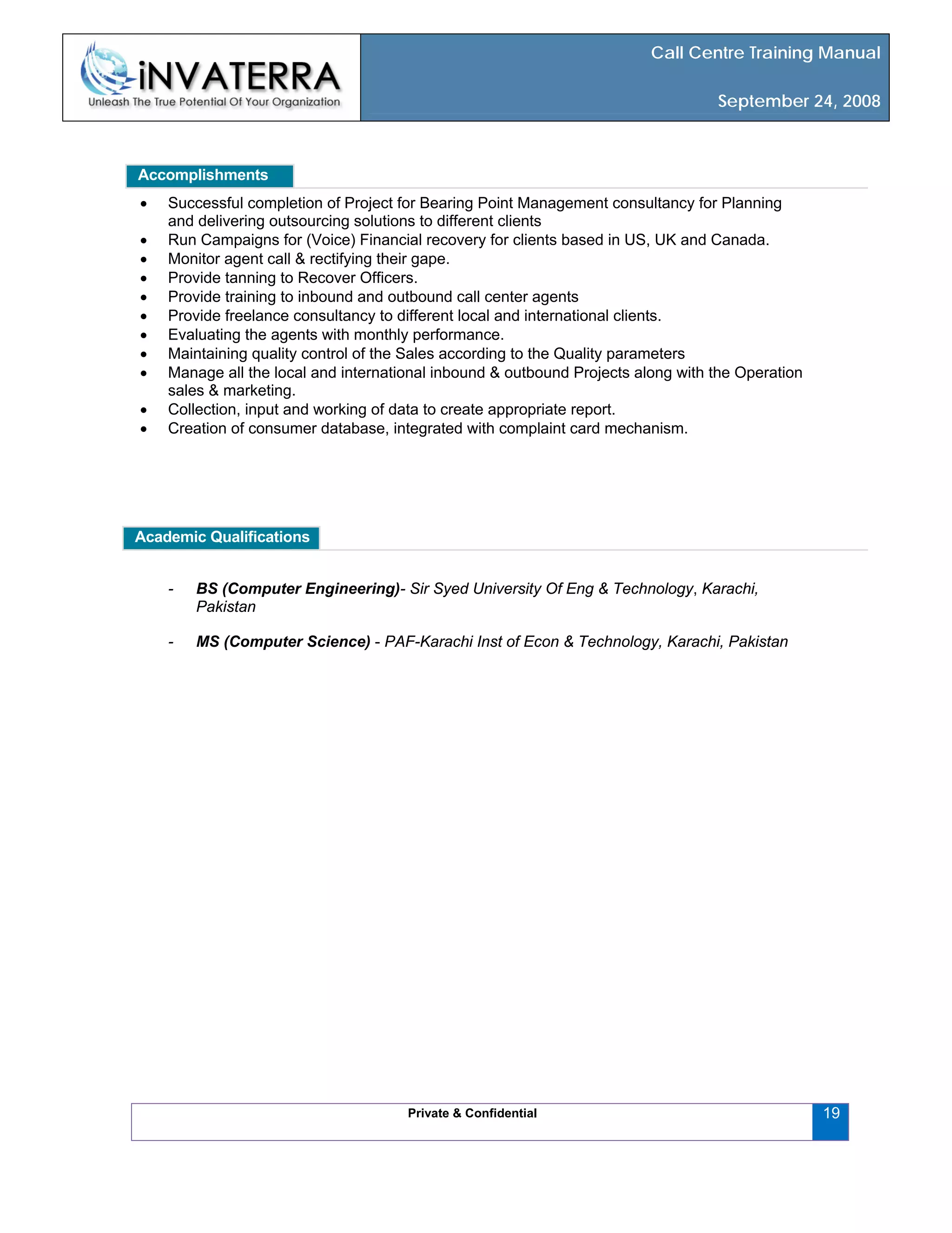 Call centre training manual | PDF
