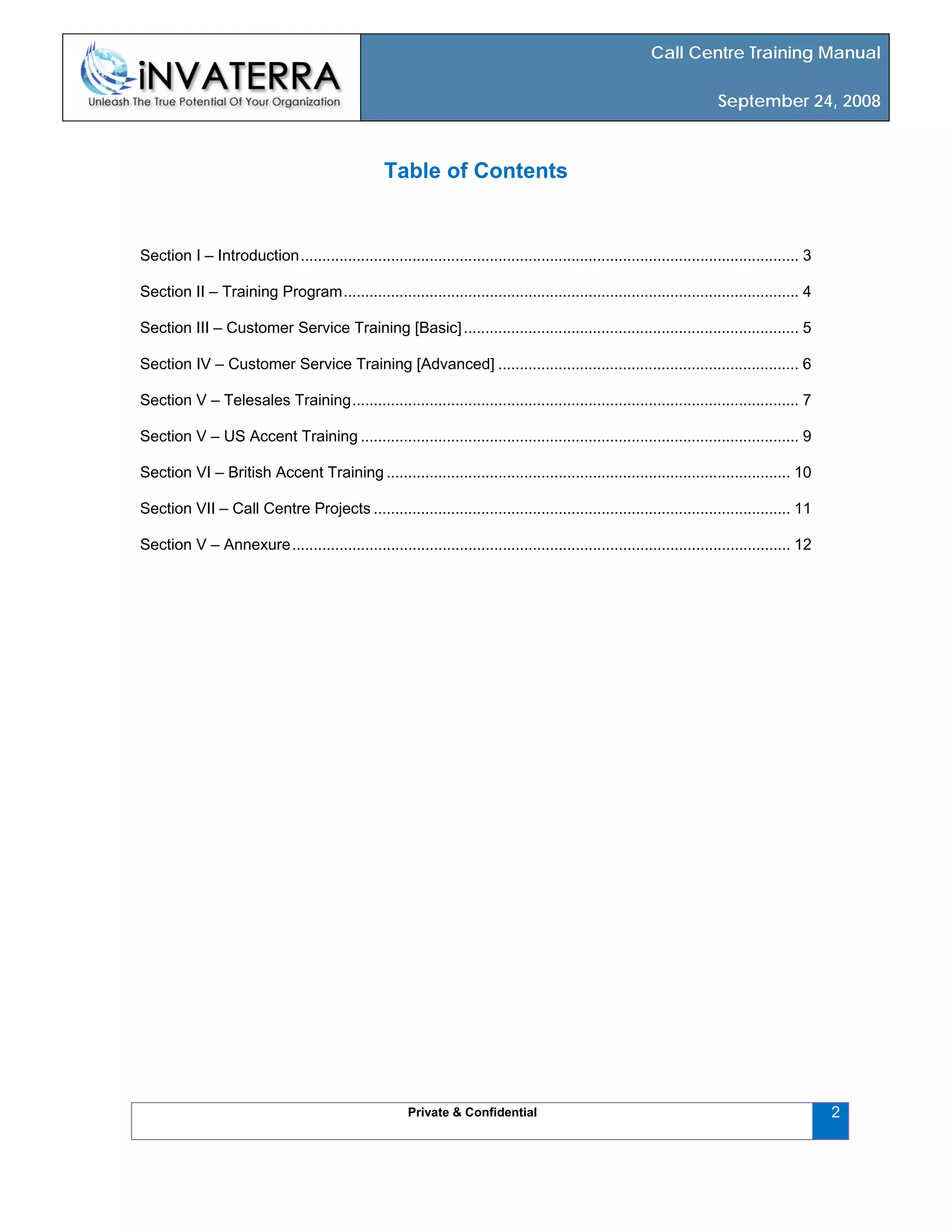 Call centre training manual | PDF