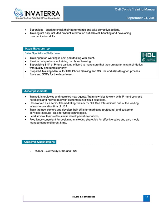Call centre training manual | PDF