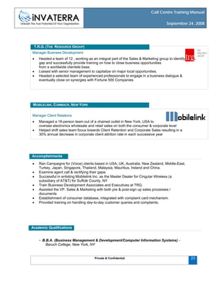 Call centre training manual