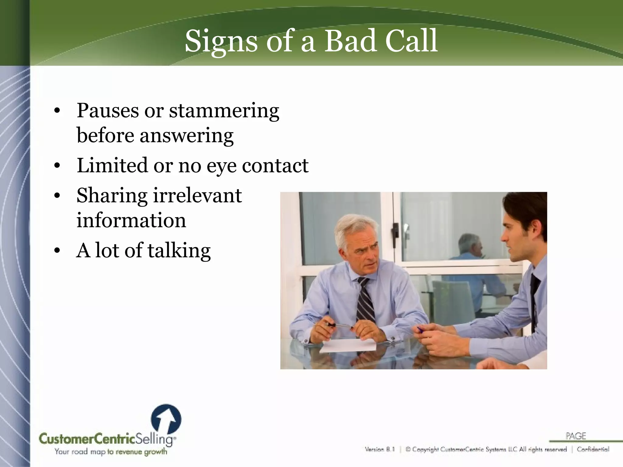 Signs of a Bad Call and Sales Tips for Call Debriefing | PPT