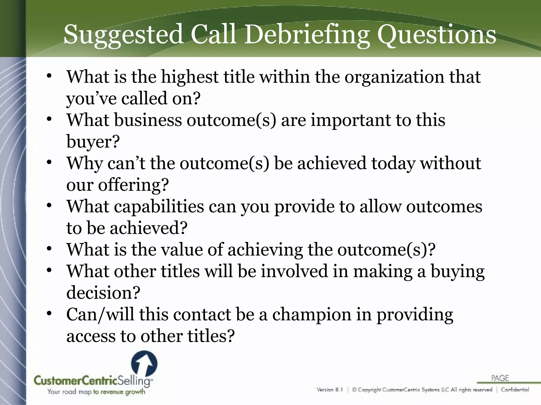 Signs of a Bad Call and Sales Tips for Call Debriefing | PPT