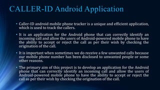 Caller ID Android Application | PPT